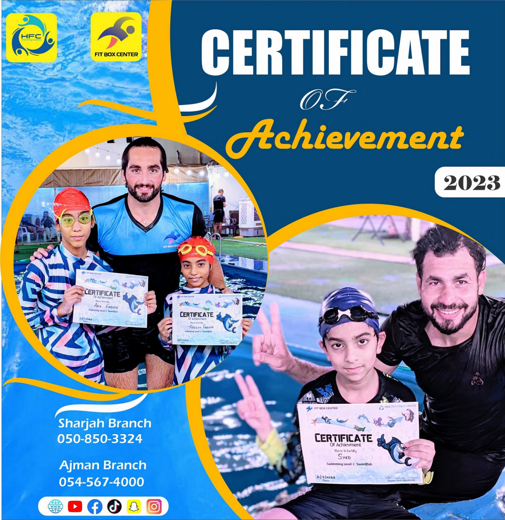 Achievement certificate of swimming level-2 congratulation | Fit Box Center